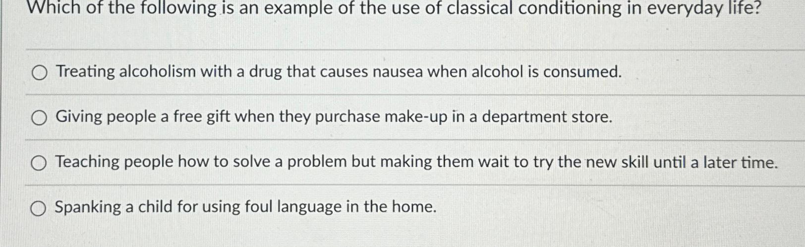 Solved Which of the following is an example of the use of | Chegg.com