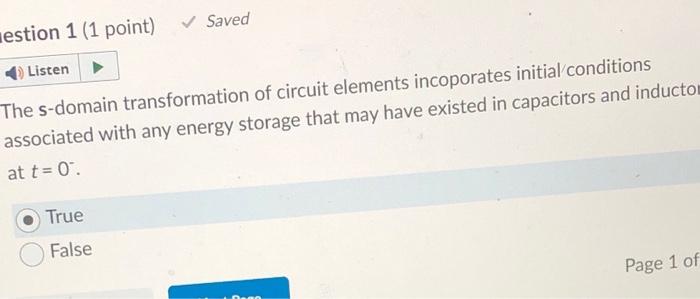 The s-domain transformation of circuit elements | Chegg.com