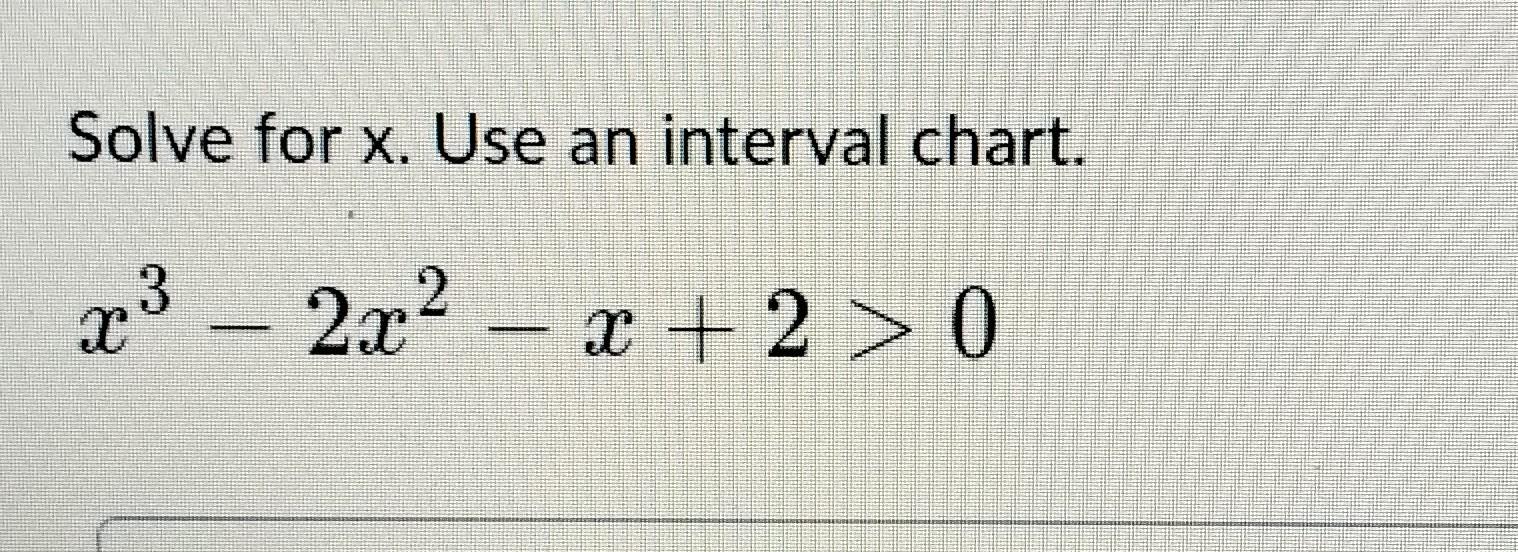 Solved Solve for x. Use an interval chart. x3−2x2−x+2>0 | Chegg.com