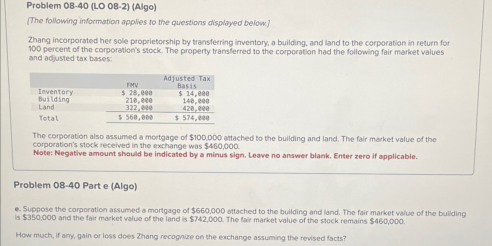Solved Problem 08-40 (LO 08-2) (Algo)[The following | Chegg.com