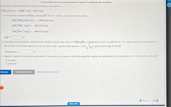 Solved (NH4)2SO4(s)→2NH4+(aq)+SO42(αq) 3. Calculate the | Chegg.com