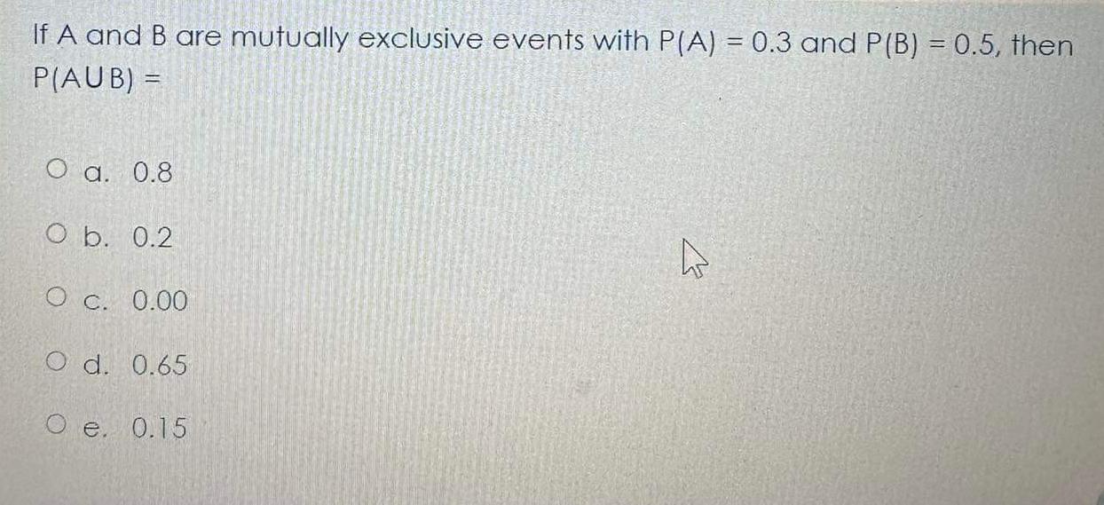Solved If A and B ﻿are mutually exclusive events with | Chegg.com