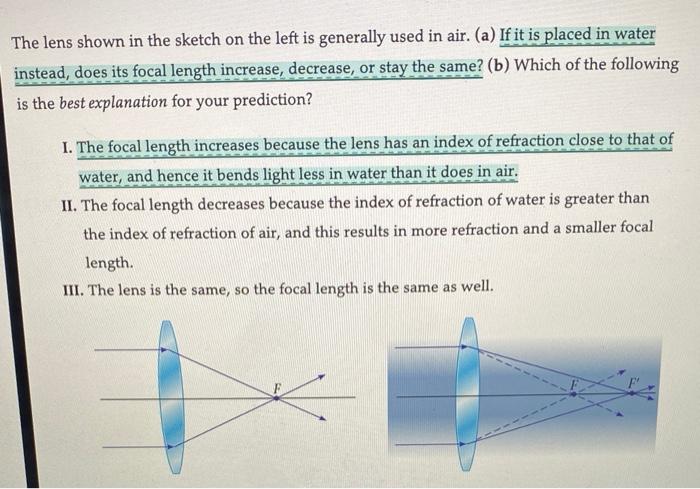 Solved Why is the focal length increased? I thought if the | Chegg.com