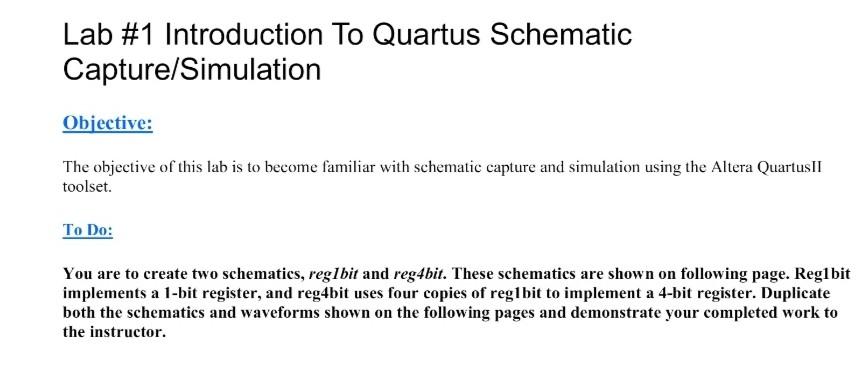 Solved Lab 1 Introduction To Quartus Schematic