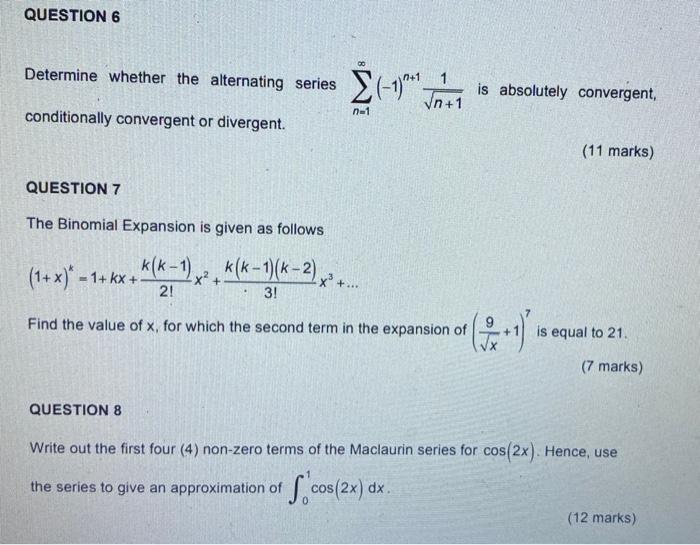 Solved QUESTION 6 Determine whether the alternating series | Chegg.com
