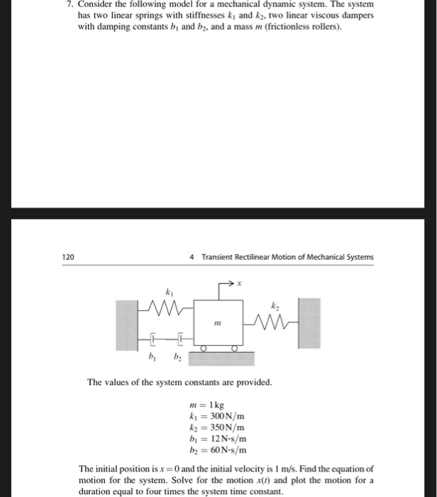Solved 7. Consider the following model for a mechanical | Chegg.com