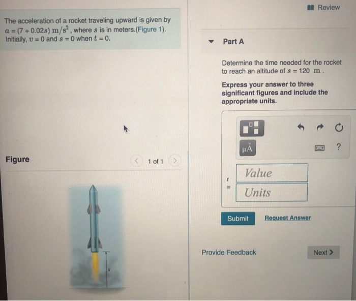 Solved a Review The acceleration of a rocket traveling | Chegg.com