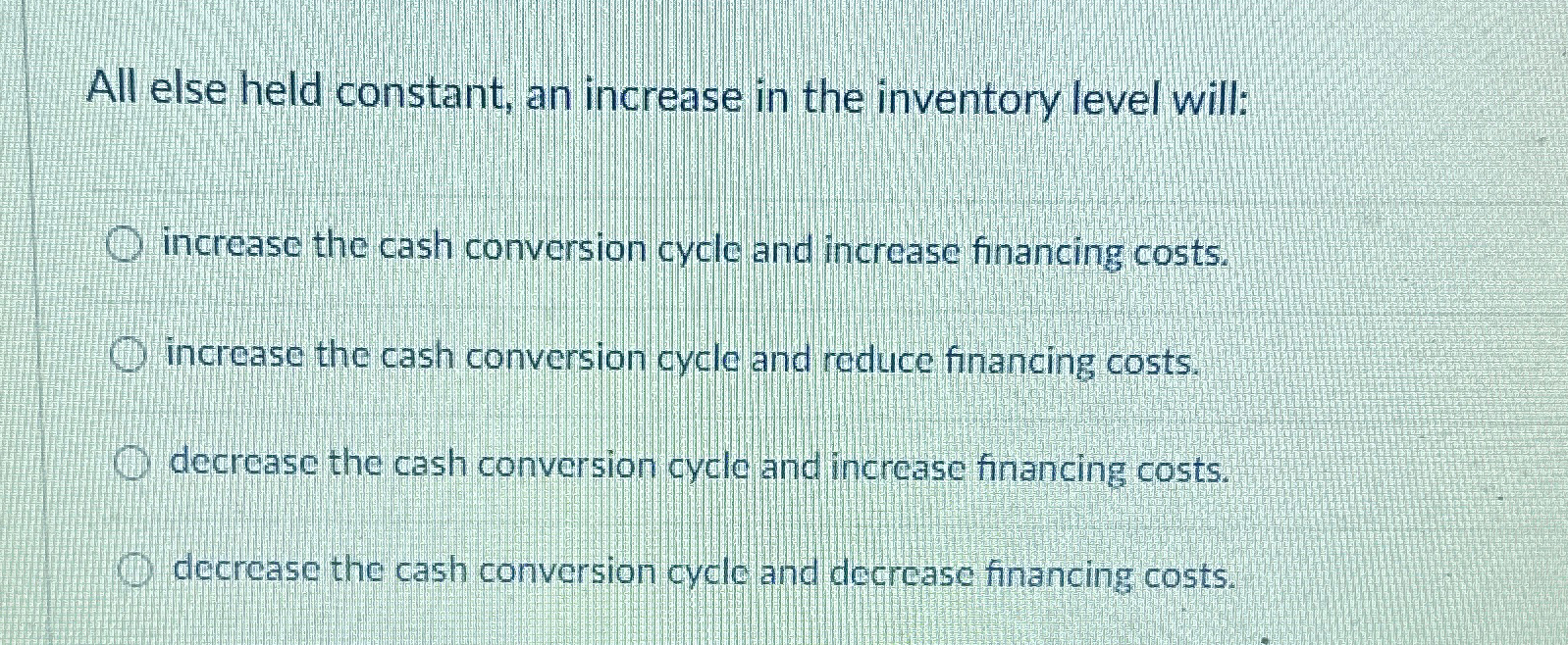 Solved All else held constant, an increase in the inventory | Chegg.com