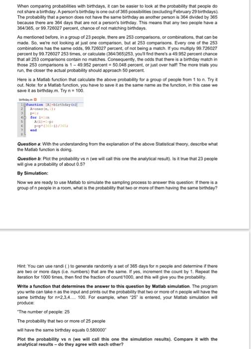 3 Probability and the Birthday Paradox Background: | Chegg.com