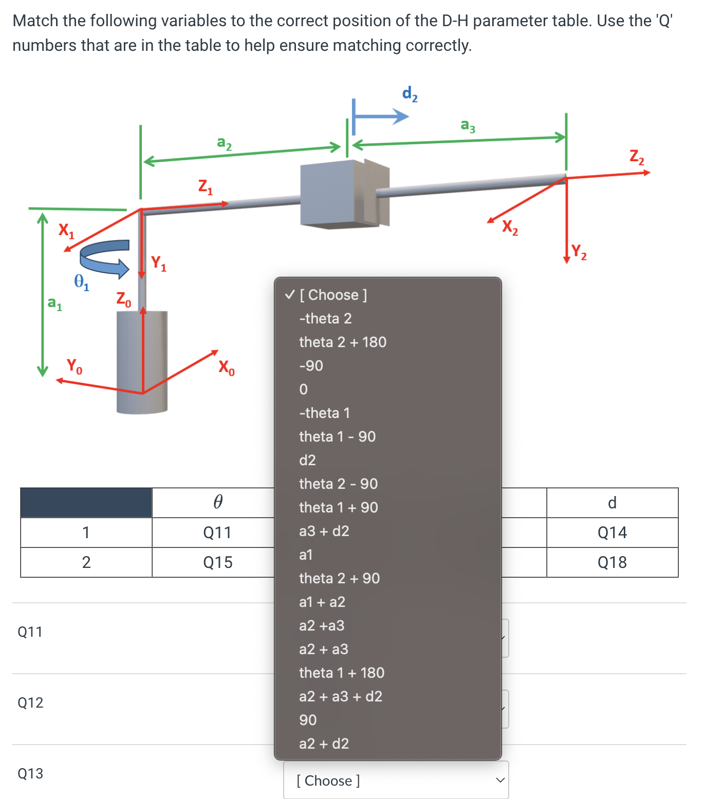 Match the following variables to the correct position | Chegg.com
