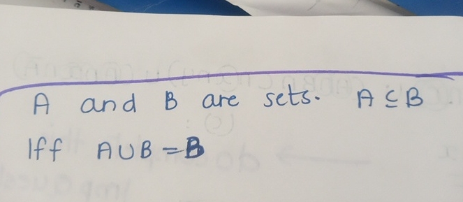 Solved A and B ﻿are sets. AsubeB Iff A∪B=B | Chegg.com