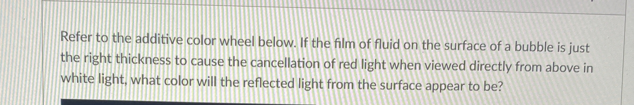 Solved Refer to the additive color wheel below. If the film | Chegg.com