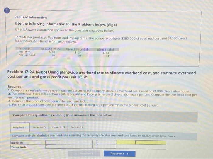 Solved Required informetion Use the following information | Chegg.com