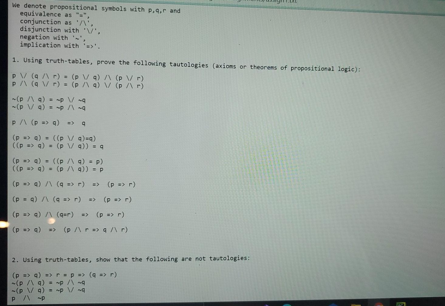 Solved We Denote Propositional Symbols With P Q R And