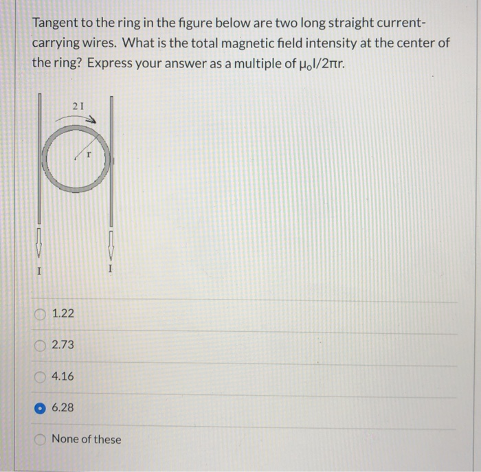 Solved Tangent to the ring in the figure below are two long | Chegg.com