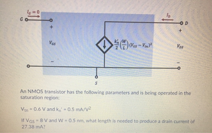 Solved Ір G D + VGS ) (Vos – Von)? Vps s An NMOS transistor | Chegg.com