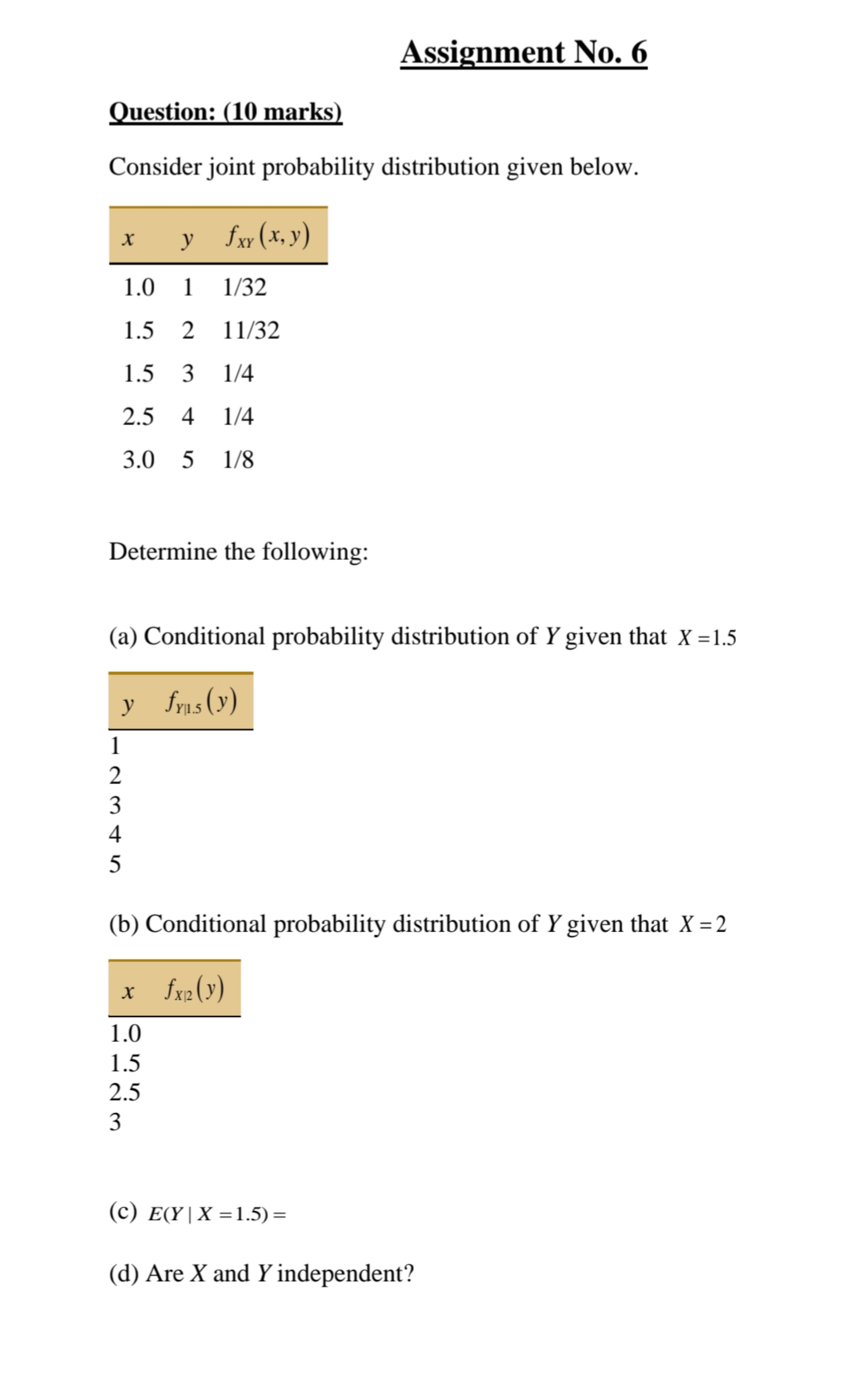 Solved Consider joint probability distribution given | Chegg.com