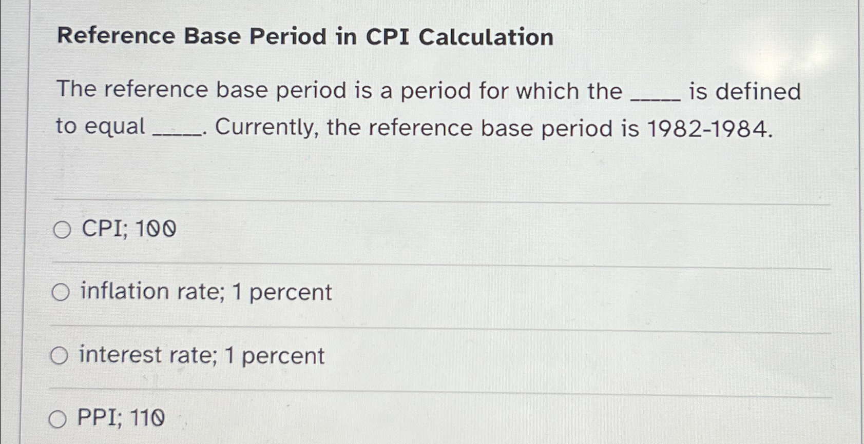 Solved Reference Base Period in CPI CalculationThe reference | Chegg.com