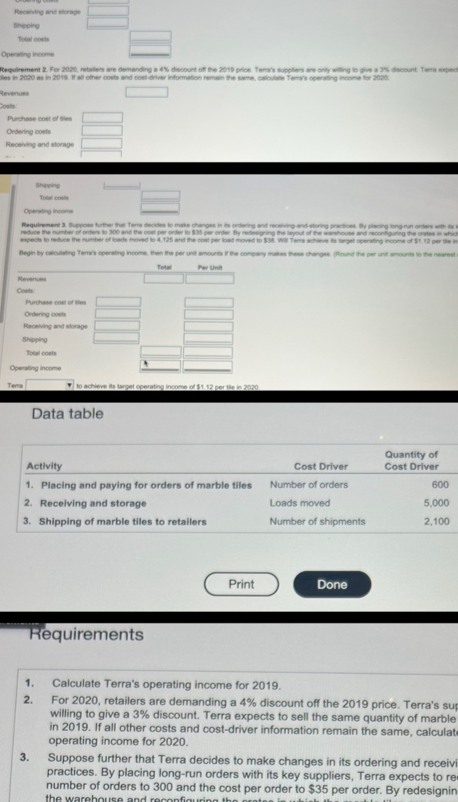 Solved Receiving and storageShippingTelet sastsOperiting | Chegg.com