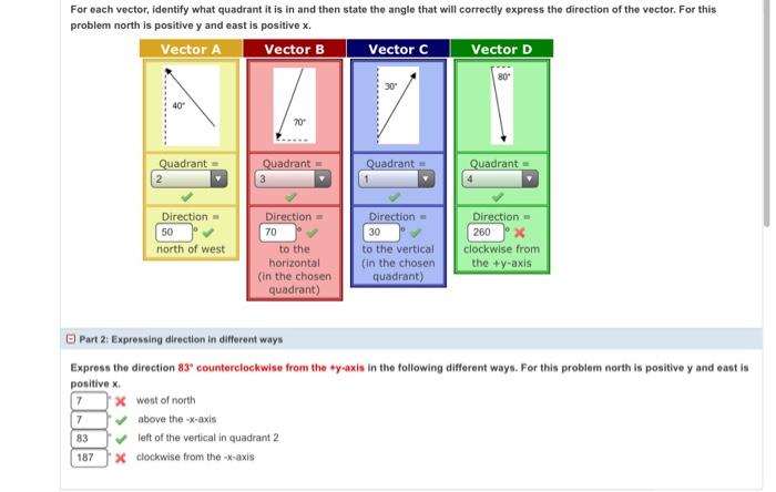 Solved For each vector, identify what quadrant it is in and | Chegg.com