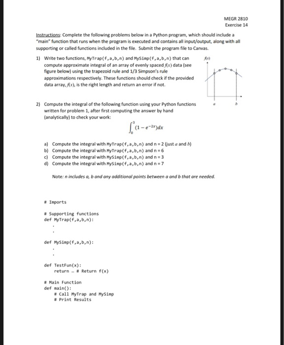 MEGR 2810 Exercise 14 Instructions: Complete the | Chegg.com
