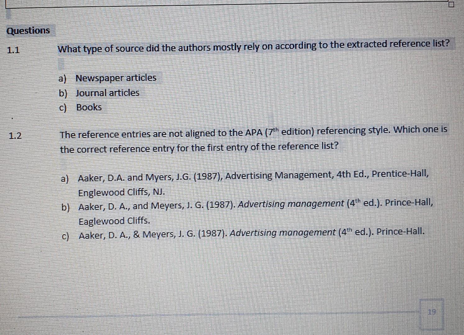 Aaker, D.A. and Myers, J.G. (1987), Advertising | Chegg.com