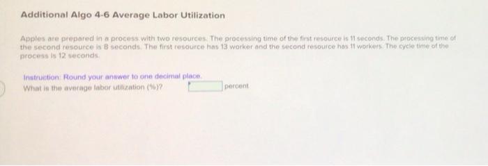 Solved Additional Algo 4.6 Average Labor Utilization Apples | Chegg.com