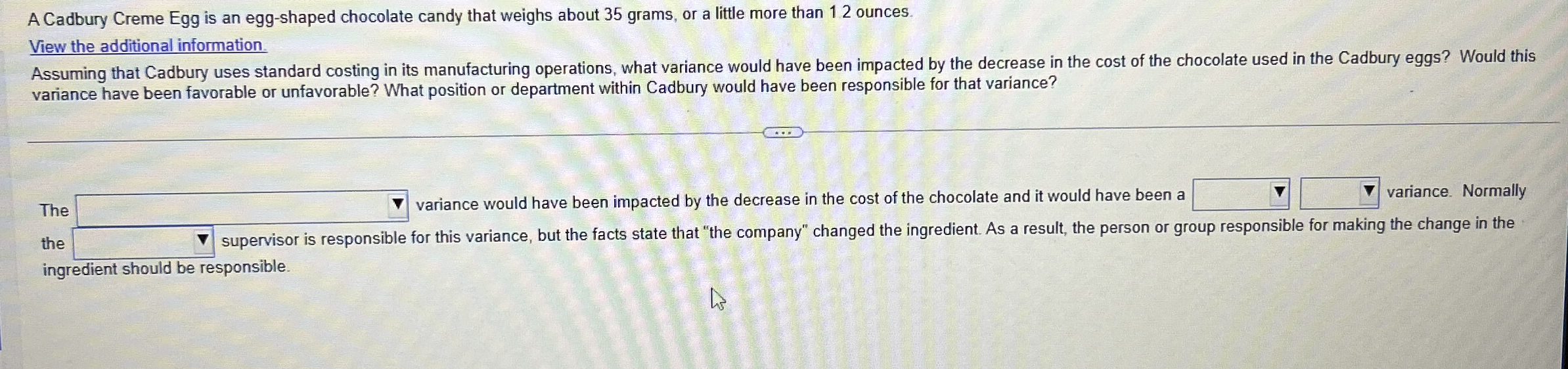 Solved A Cadbury Creme Egg is an egg-shaped chocolate candy | Chegg.com