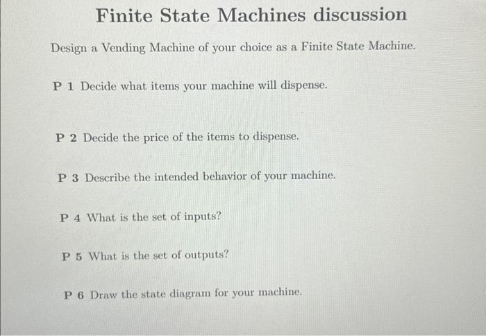 Solved Finite State Machines discussion Design a Vending | Chegg.com