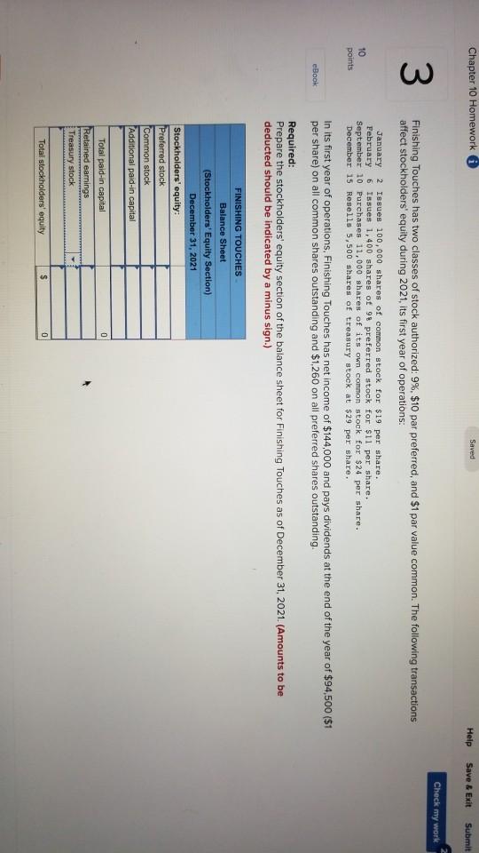 Solved Chapter 10 Homework Saved Help Save & Exit Submit | Chegg.com