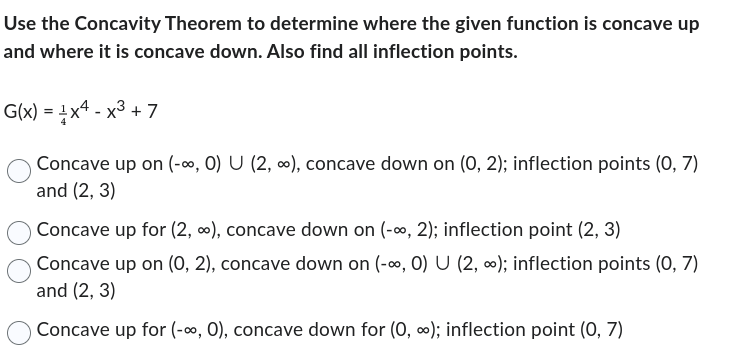 Solved Use the Concavity Theorem to determine where the | Chegg.com