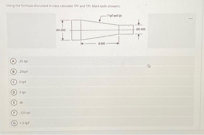 Using the formula discussed in class calculate TPF | Chegg.com