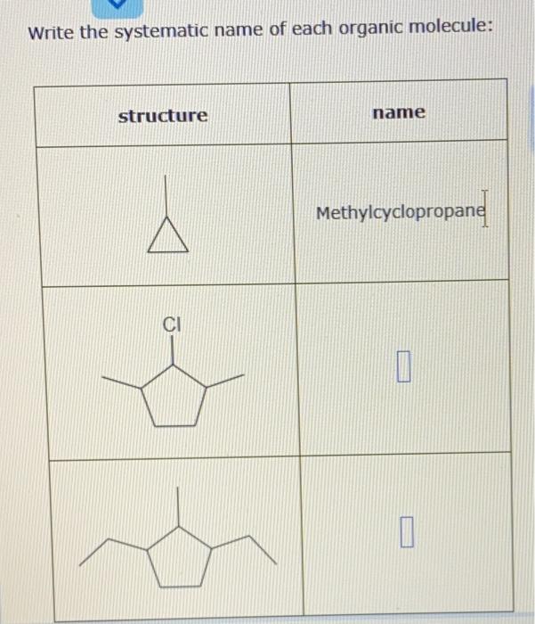 Solved Write the systematic name of each organic molecule: | Chegg.com