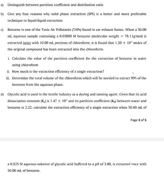 Solved a) ﻿Distinguish between partition coefficient and | Chegg.com