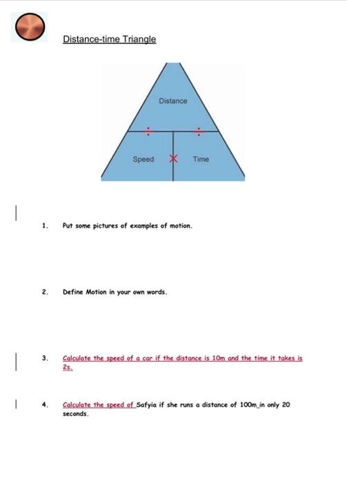Solved Distance-time Triangle 1. Put some pictures of | Chegg.com