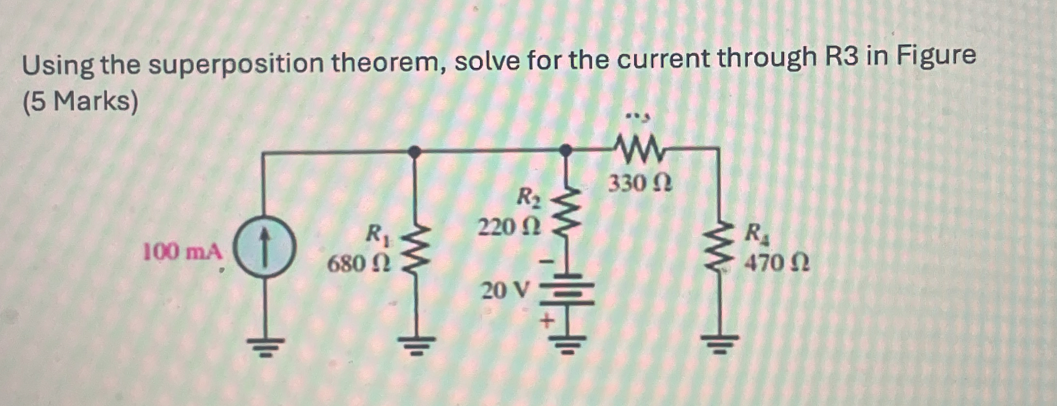 Solved Using the superposition theorem, solve for the | Chegg.com