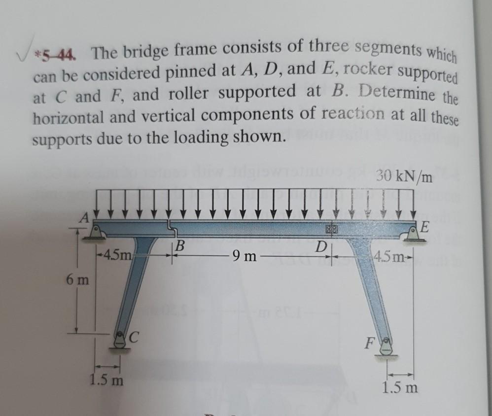 Solved *5_44. The bridge frame consists of three segments | Chegg.com
