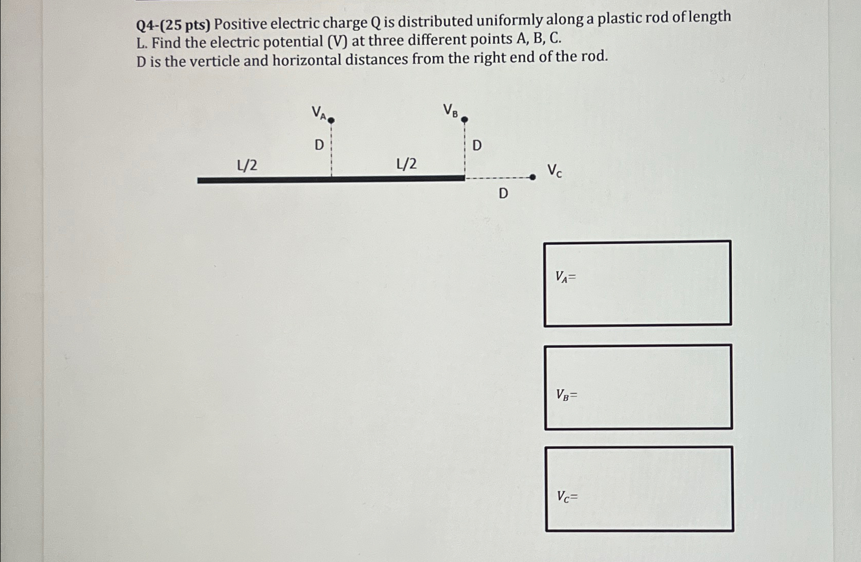 Solved Q4-(25 ﻿pts) ﻿Positive electric charge Q ﻿is | Chegg.com