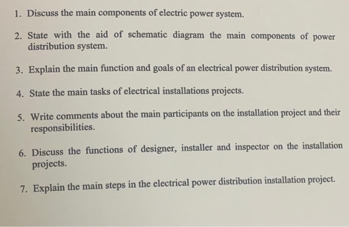 Solved 1. Discuss the main components of electric power | Chegg.com