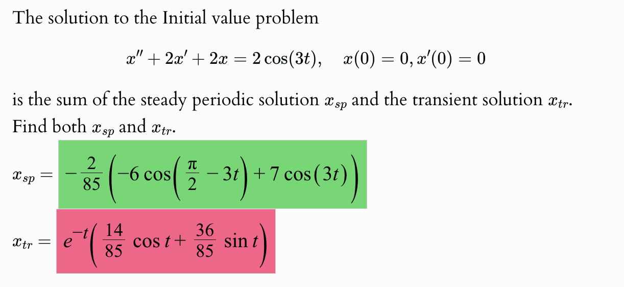 Solved The solution to the Initial value | Chegg.com