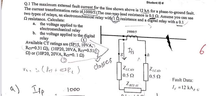 Solved Q.1 The maximum external fault current for the line | Chegg.com