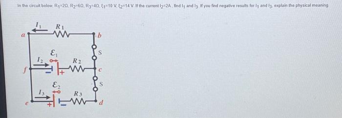 Solved In the circuit below, R1=20,R2=60,R3=40,ξ1=10 V,ξ2=14 | Chegg.com
