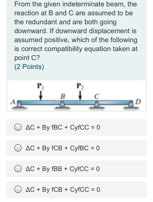 Solved From the given indeterminate beam, the reaction at B | Chegg.com