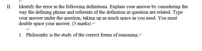 II. Identify the error in the following definitions. | Chegg.com