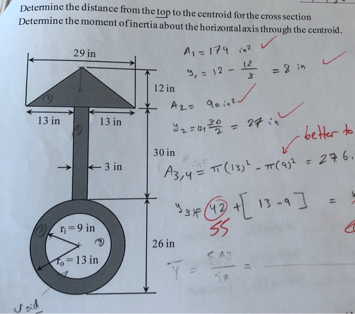 Solved Determine the distance from the top to the centroid | Chegg.com