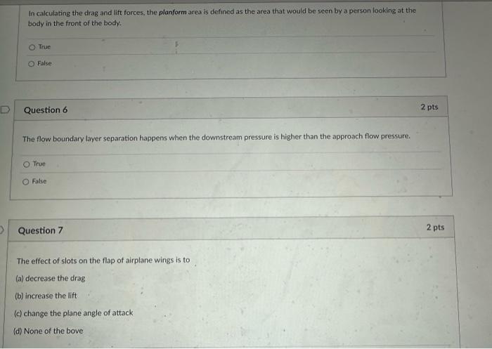Solved In calculating the drag and lift forces, the planform | Chegg.com