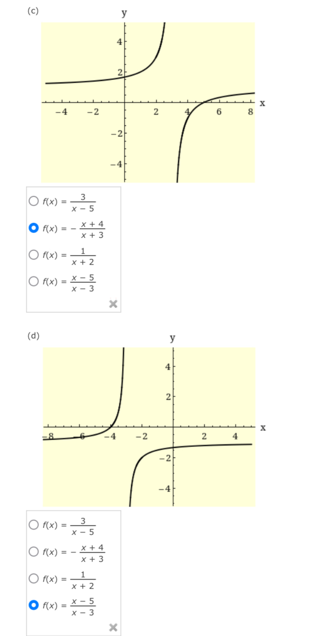 Solved (c)f(x)=3x-5f(x)=-x+4x+3f(x)=1x+2f(x)=x-5x-3( “f(x)=3 | Chegg.com