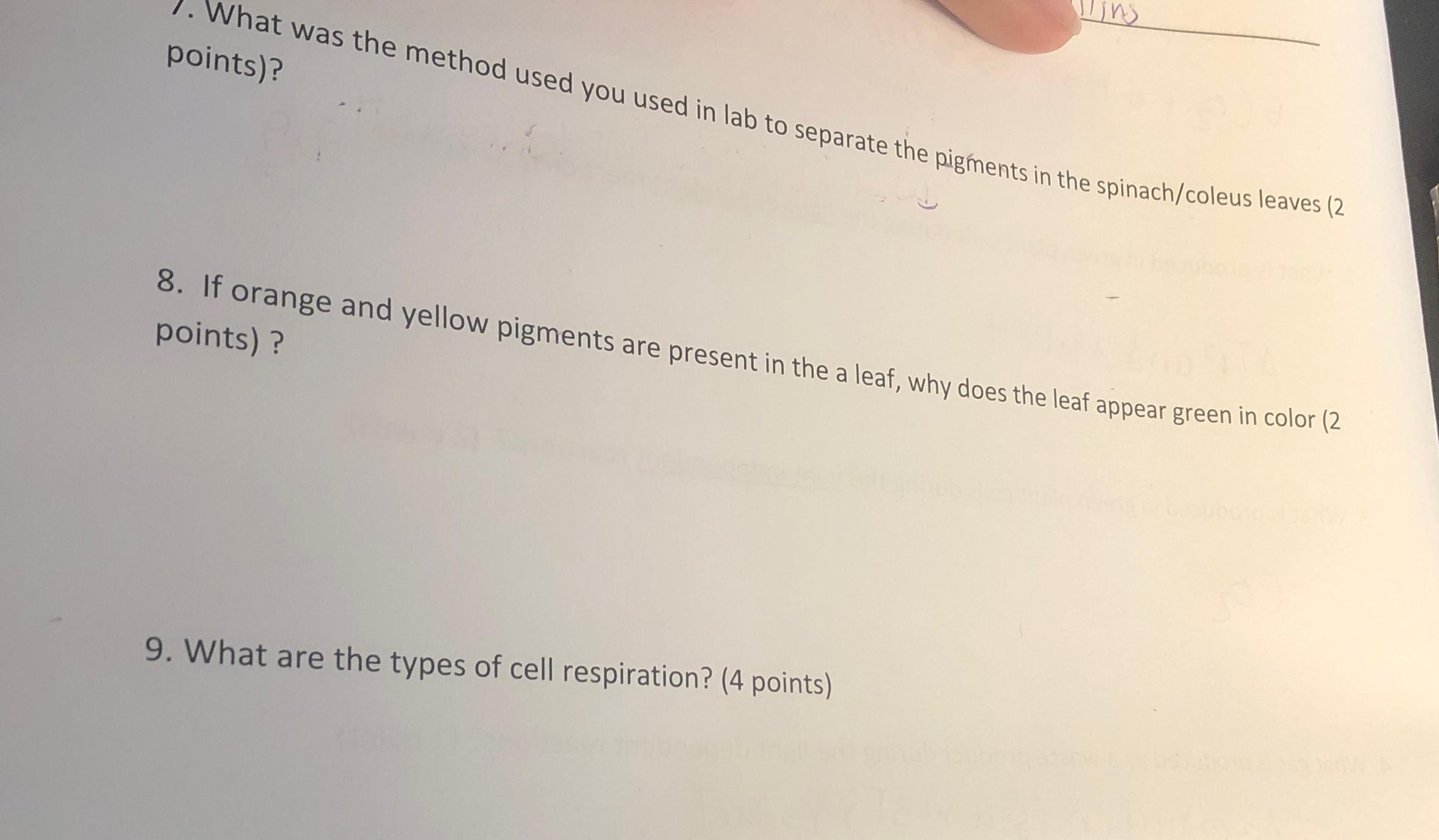 Solved What was the method used you used in lab to separate | Chegg.com