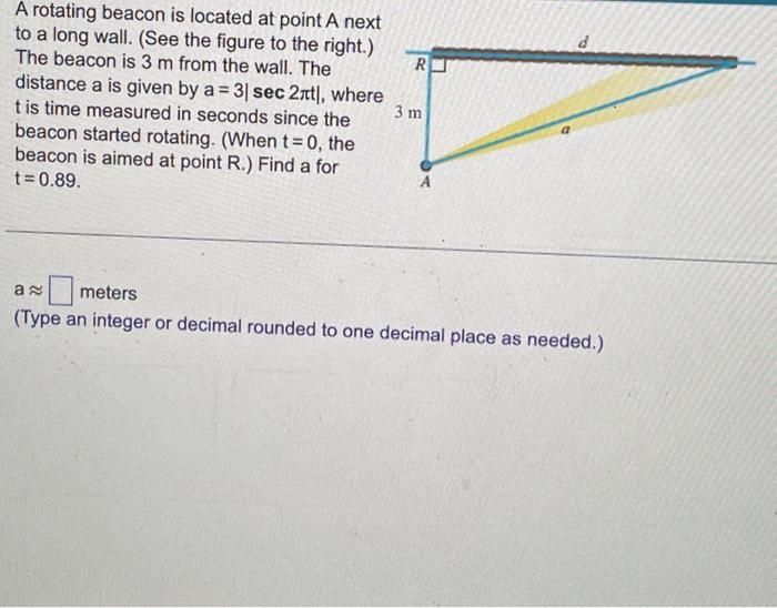 Solved A rotating beacon is located at point A next to a | Chegg.com