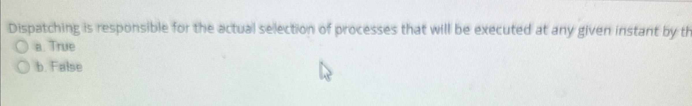 Solved Dispatching is responsible for the actual selection | Chegg.com